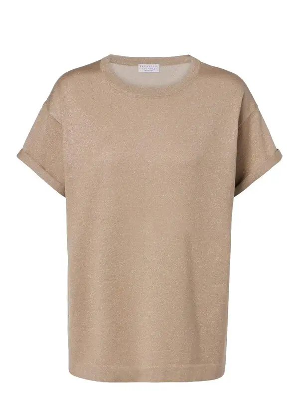 Brunello Cucinelli Lurex® Cashmere And Silk-blend T-shirt - Brown