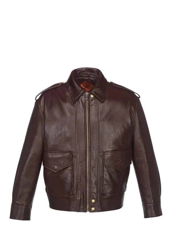 Mcm Calfskin Leather Jacket - Dark Brown
