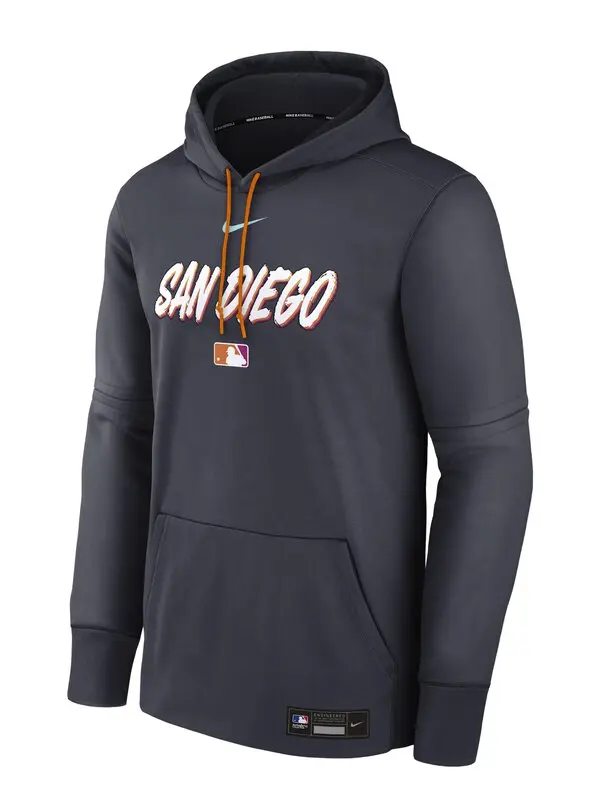Nike San Diego Padres Authentic Collection City Connect Therma Mlb Pullover Hoodie - Black