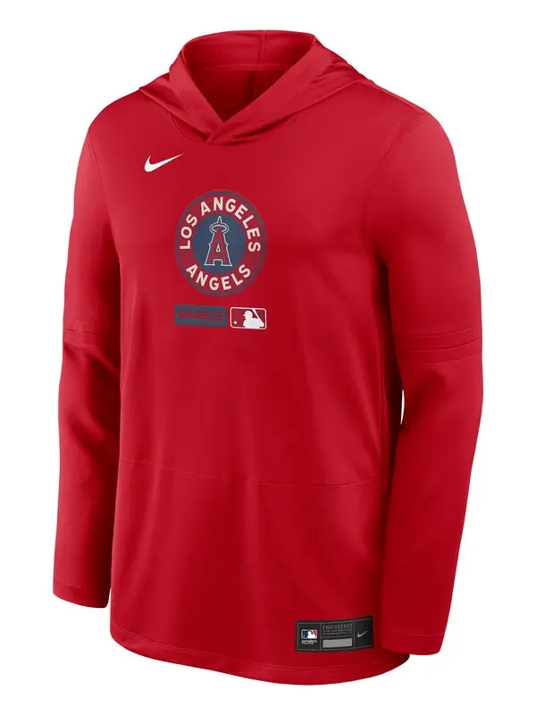 Nike Los Angeles Angels City Connect Dri-fit Mlb Long-sleeve Hooded Top - Red