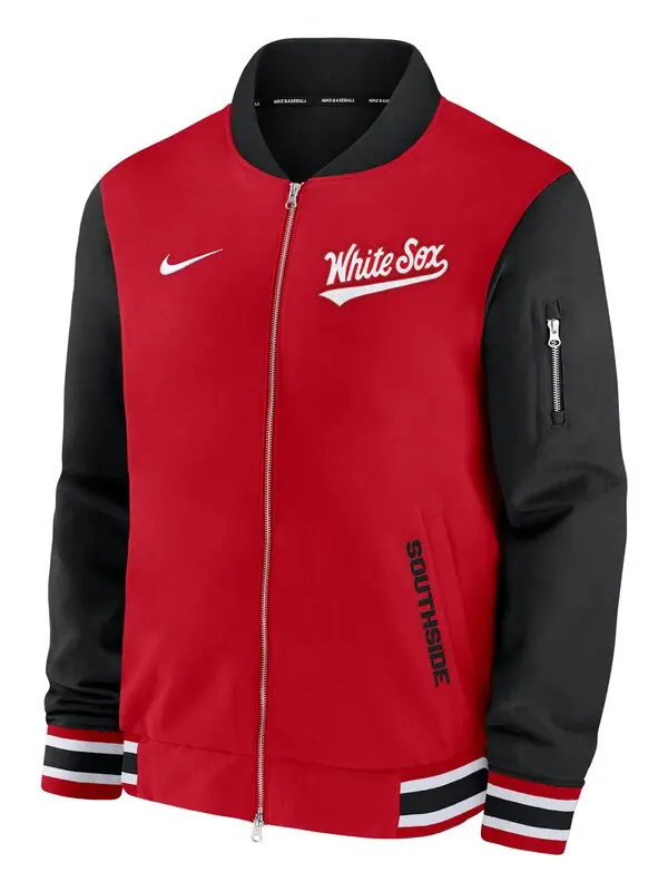 Nike Chicago White Sox Authentic Collection City Connect Mlb Full-zip Bomber Jacket - Red