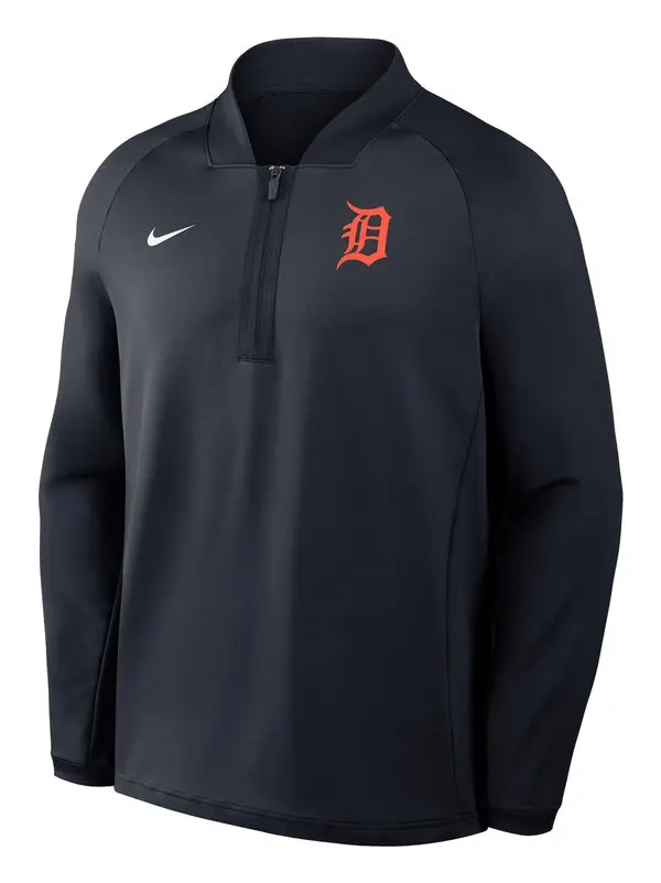 Nike Detroit Tigers Authentic Collection Dri-fit Mlb 1/2-zip Long-sleeve Top - Blue