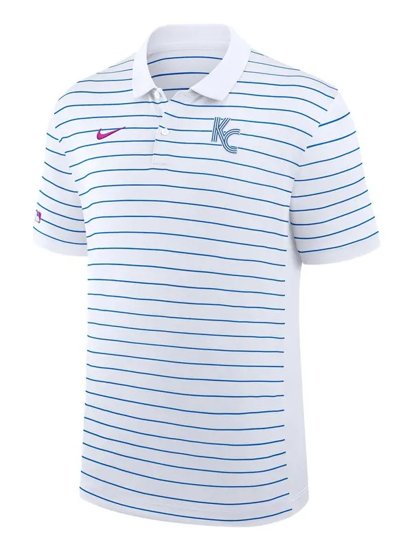 Nike Kansas City Royals City Connect Striped Victory Dri-fit Mlb Polo - White