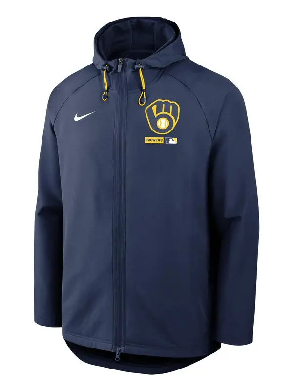 Nike Milwaukee Brewers Authentic Collection Therma-fit Mlb Full-zip Hooded Jacket - Blue