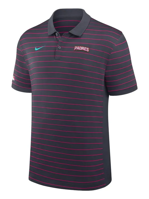 Nike San Diego Padres City Connect Striped Victory Dri-fit Mlb Polo - Black