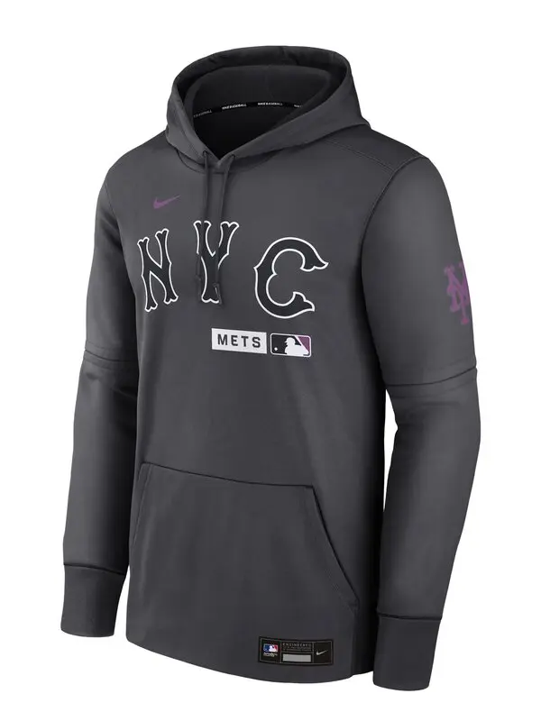 Nike New York Mets City Connect Therma Mlb Pullover Hoodie - Grey