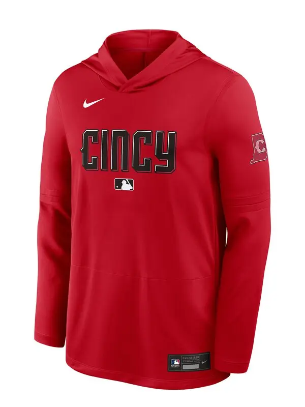 Nike Cincinnati Reds City Connect Dri-fit Mlb Long-sleeve Hooded Top - Red