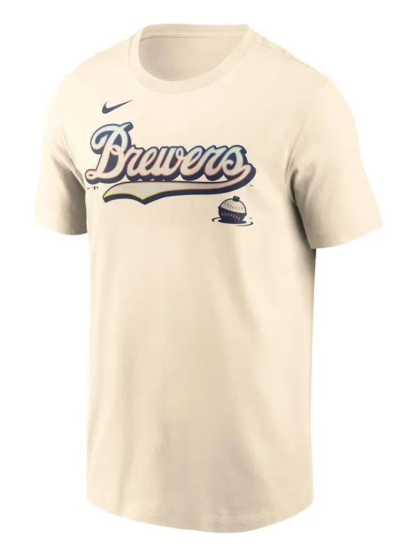 Nike Milwaukee Brewers City Connect Wordmark Mlb T-shirt - Brown