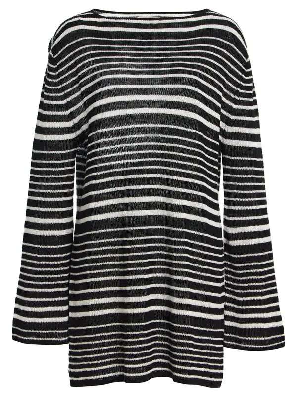 ELCE Striped Open Back Mini Dress - Black,white