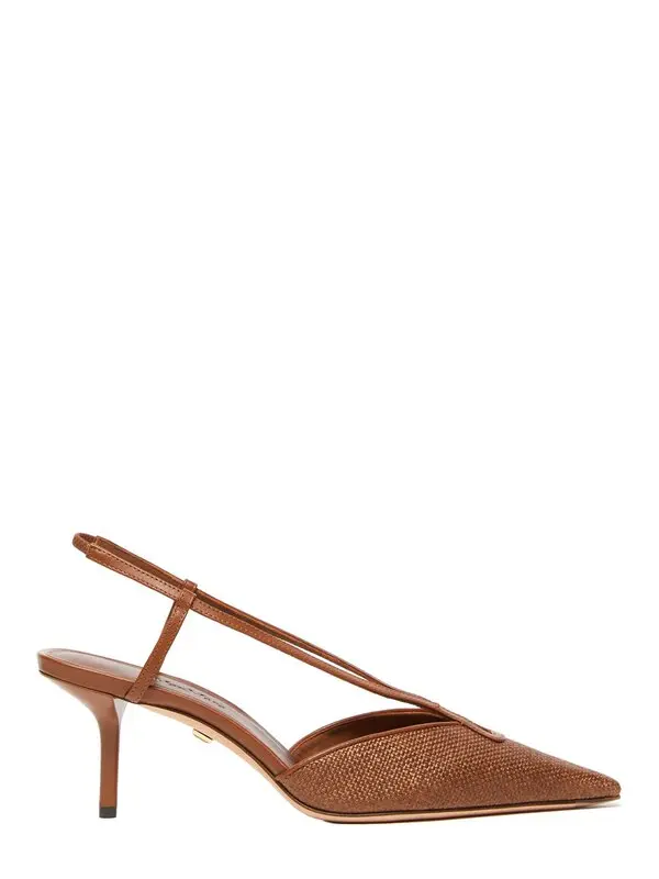 Max Mara Raffia-effect Slingback Pumps - Brown