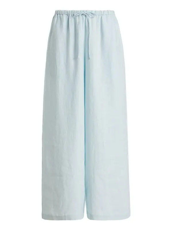 ELCE Faye Linen Wide-leg Pants - Blue