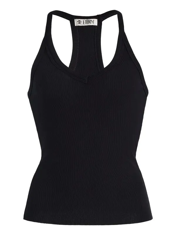 Eterne Ribbed Jersey Racerback Tank Top - Black