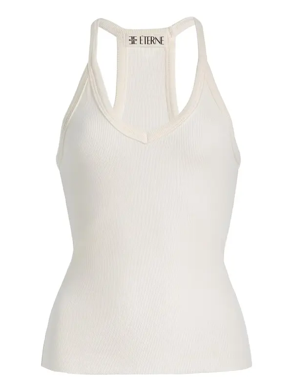 Eterne Ribbed Jersey Racerback Tank Top - Ivory