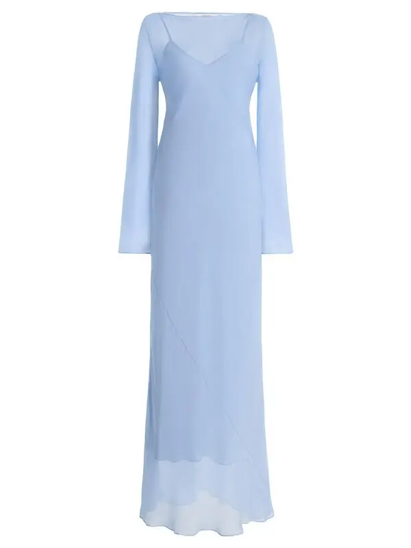Bondi Born Maxi Silk Chiffon Dress - Blue