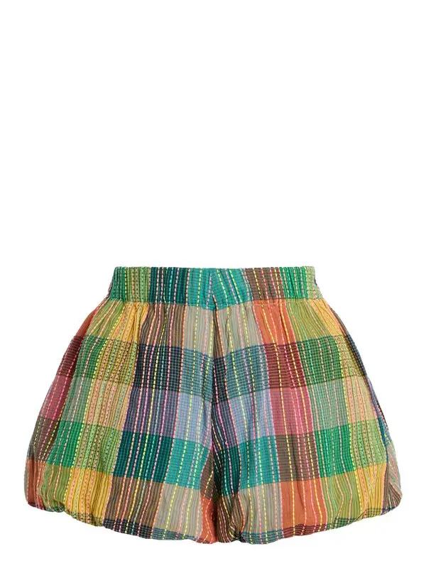 BOTEH Echo Cotton Plaid Bubble Shorts - Multi