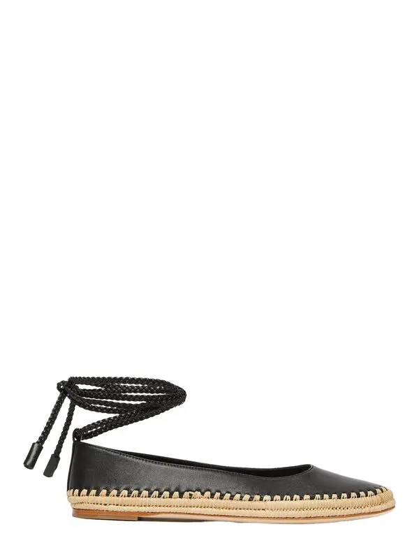 Max Mara Nappa And Raffia Ballerinas - Black
