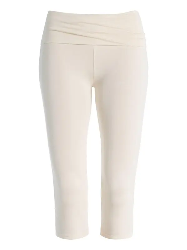 Eterne Foldover Jersey Capri Leggings - Ivory