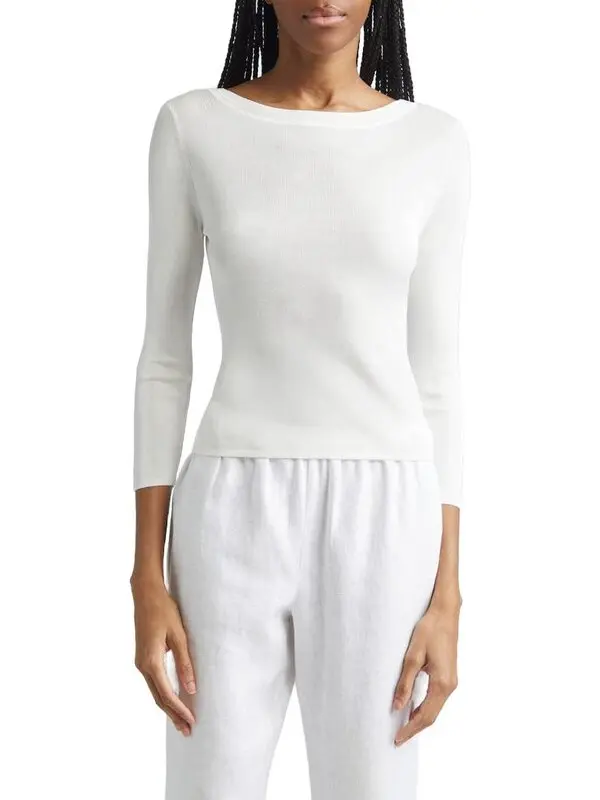 Posse Aimee Knit Boat Neck Top - Ivory