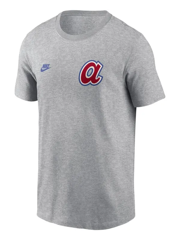 Nike Atlanta Braves Cooperstown 2-hit Large Logo Mlb T-shirt - Grey