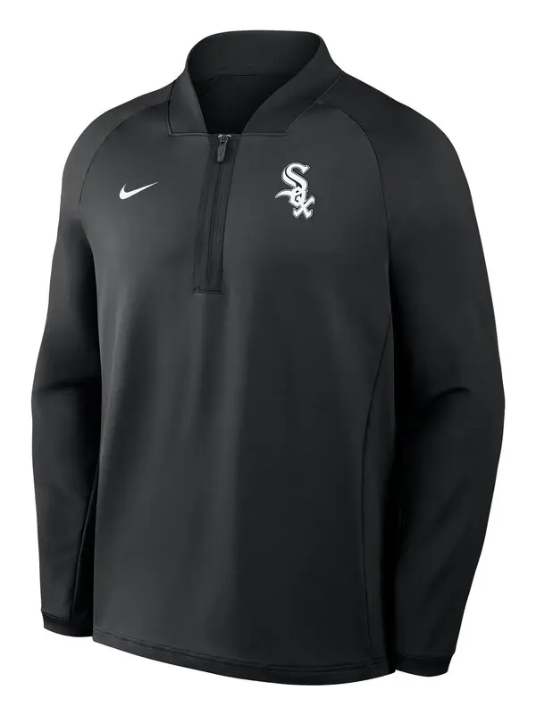Nike Chicago White Sox Authentic Collection Dri-fit Mlb 1/2-zip Long-sleeve Top - Black