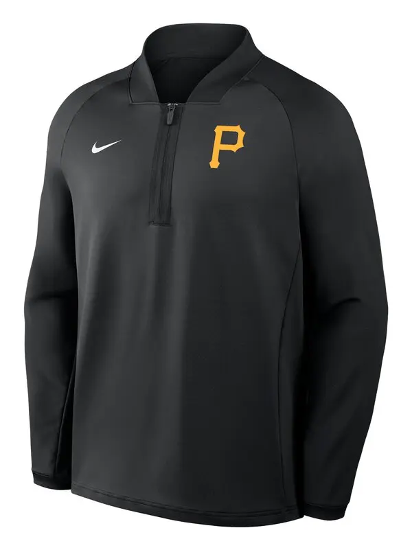 Nike Pittsburgh Pirates Authentic Collection Dri-fit Mlb 1/2-zip Long-sleeve Top - Black
