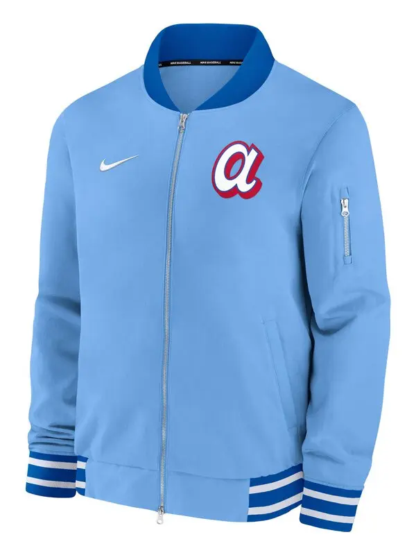 Nike Atlanta Braves Authentic Collection City Connect Mlb Full-zip Bomber Jacket - Blue