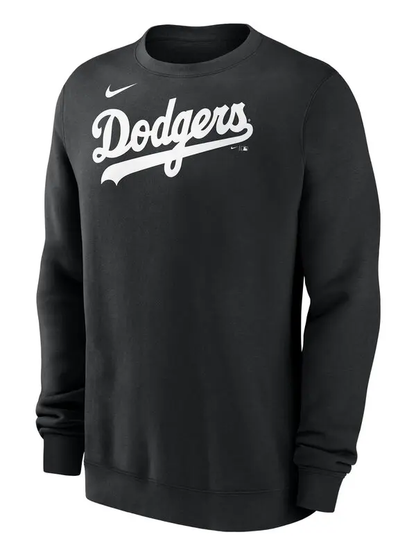 Nike Los Angeles Dodgers Wordmark Mlb Pullover Crew - Black