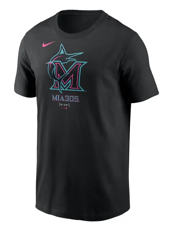 Nike Miami Marlins City Connect Large Logo Mlb T-shirt - Black
