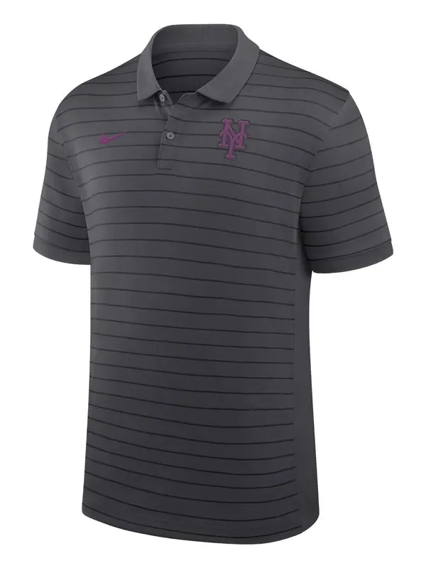 Nike New York Mets City Connect Striped Victory Dri-fit Mlb Polo - Grey