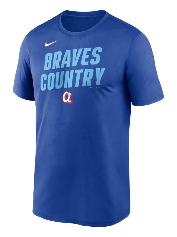 Nike Atlanta Braves City Connect Team Phrase Script Dri-fit Mlb T-shirt - Blue