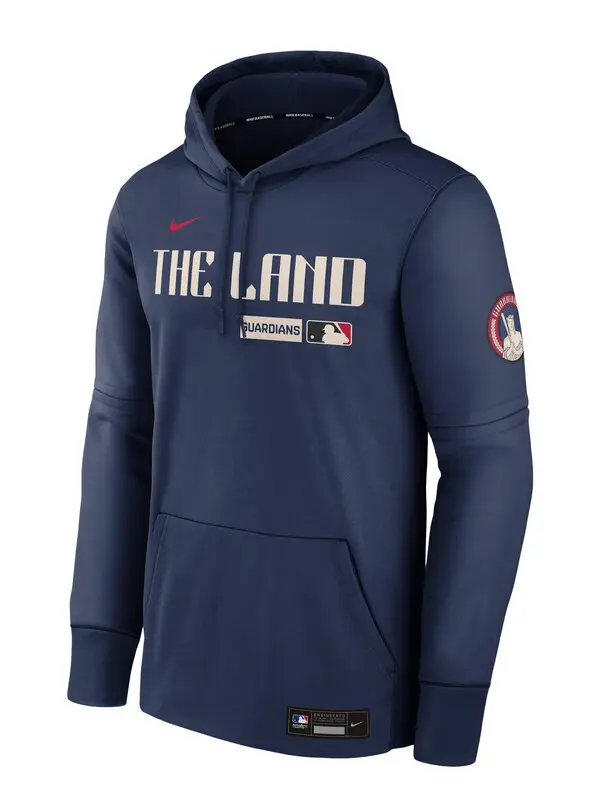 Nike Cleveland Guardians Authentic Collection City Connect Therma Mlb Pullover Hoodie - Blue
