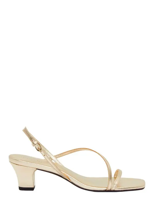 REFORMATION Shoshana Block Heel Sandals - Gold