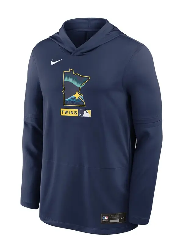 Nike Minnesota Twins City Connect Dri-fit Mlb Long-sleeve Hooded Top - Blue