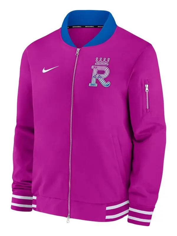Nike Kansas City Royals Authentic Collection City Connect Mlb Full-zip Bomber Jacket - Purple