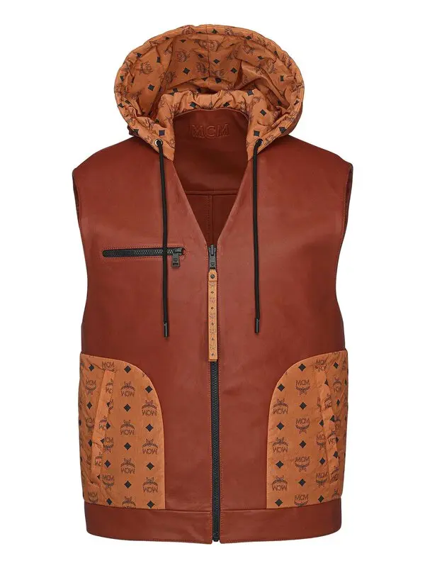 Mcm Reversible Vest With Detachable Hood - Brown