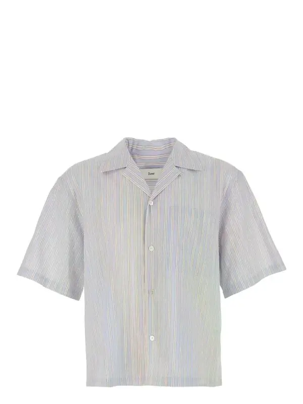 DUNST Striped Camp-collar Shirt - Neutrals