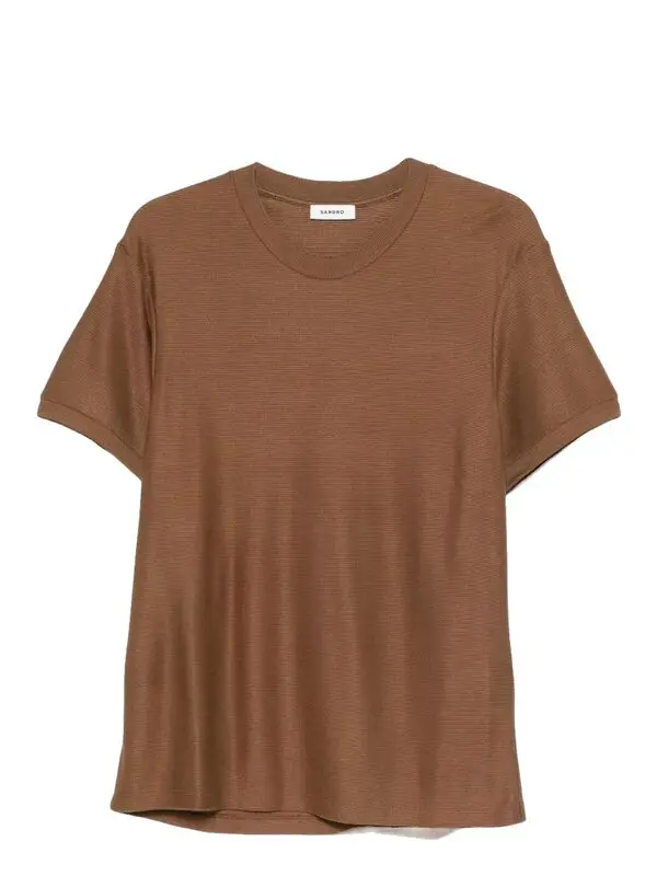 Sandro Ribbed T-shirt - Brown