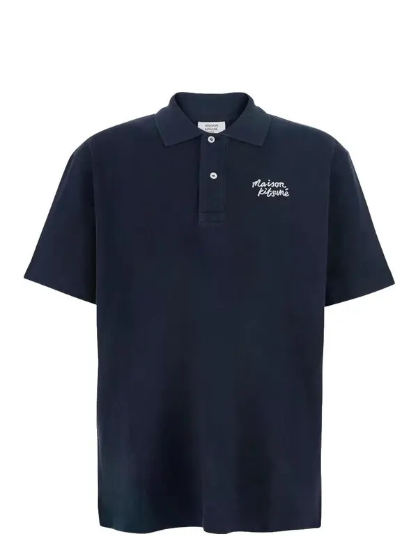 Maison Kitsuné Logo-embroidered Cotton Polo Shirt - Blue