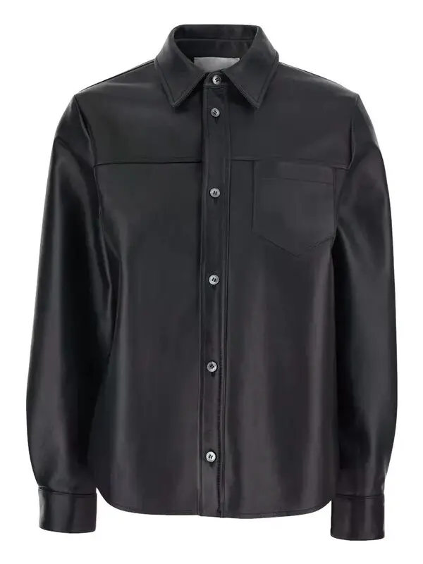 GRIFONI Leather Patch-pocket Jacket - Black