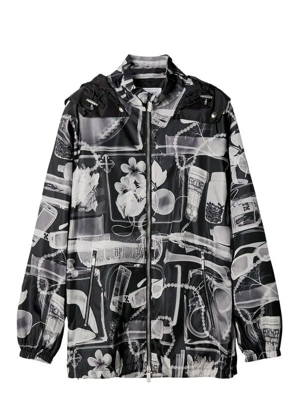Off-White X-ray Printed Hooded Windbreaker Jacket - Black