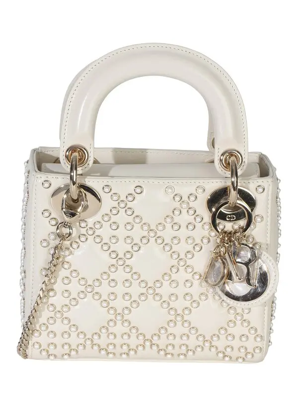 Dior Cannage Pearl Studded Lady - White