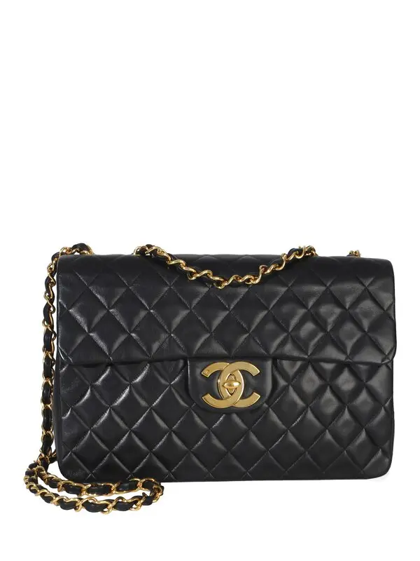 Chanel Quilted Lambskin Xl Jumbo Single Flap Bag - Black