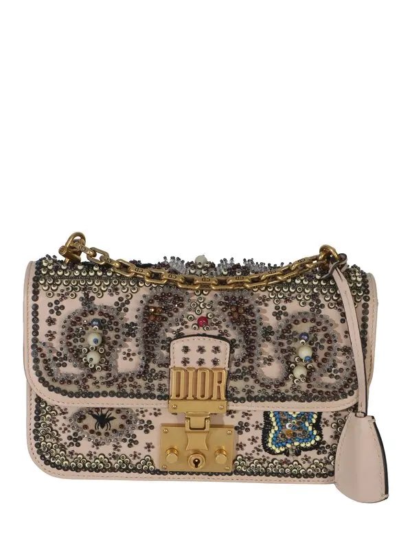 Dior Beaded Dioraddict Chain Flap Bag - Beige