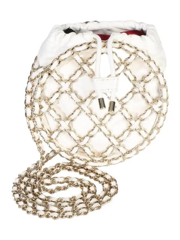 Chanel Lambskin Drawstring Chain Shoulder Bag - White