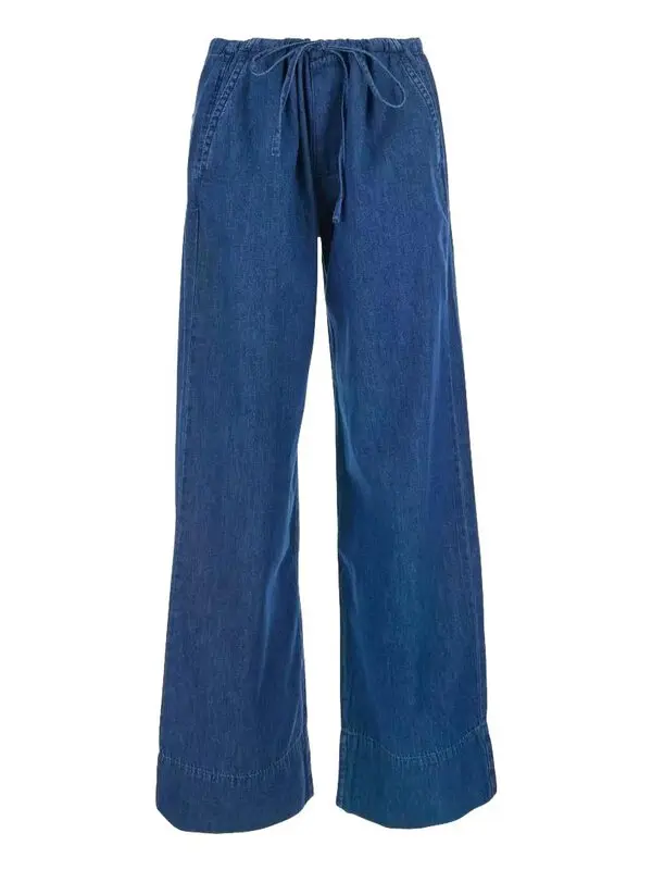 ICON DENIM LOS ANGELES Drawstring Wide-leg Jeans - Blue