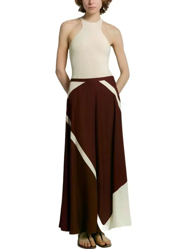 Alberta Ferretti Panelled Midi Skirt - Brown