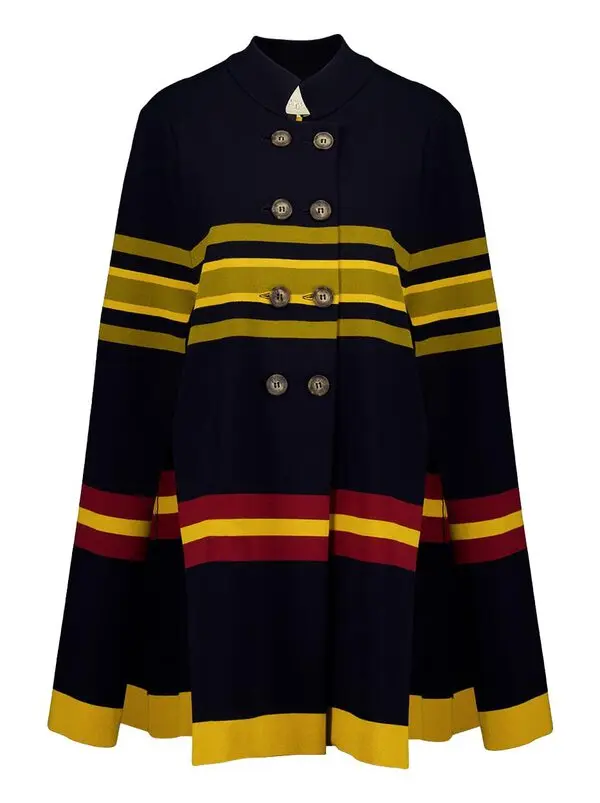 PAULA Alba Multi Stripes Jacquard Knitted Cape - Multicolour