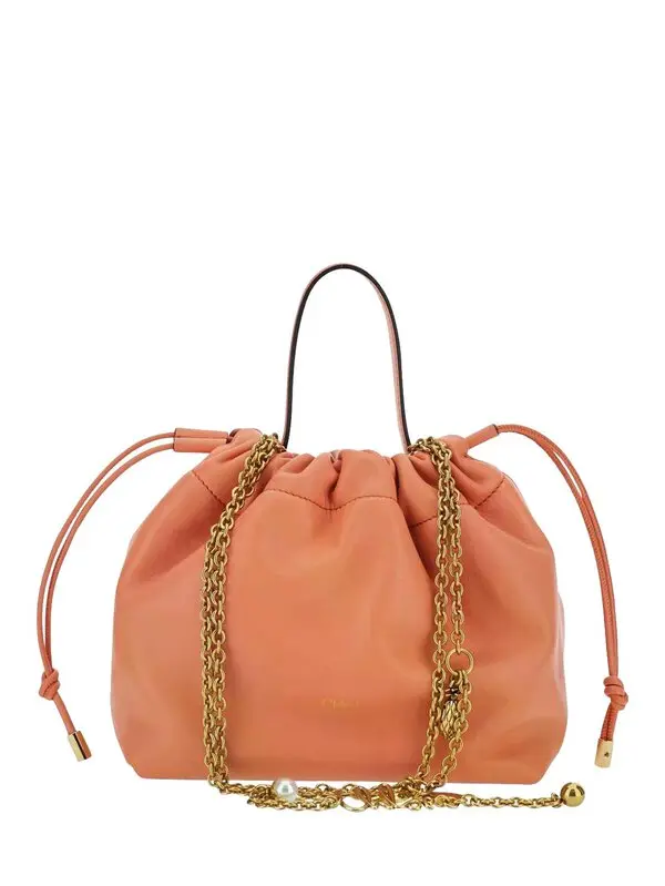 Chloé Drawstring Chain-link Tote Bag - Orange