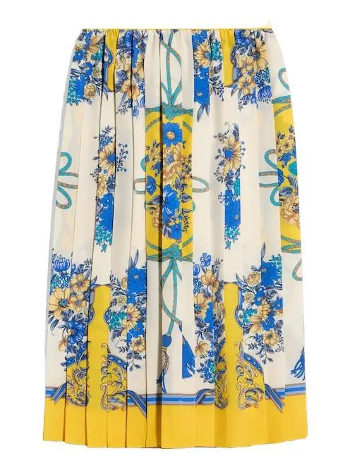 Gucci Printed Silk Midi Skirt - Green