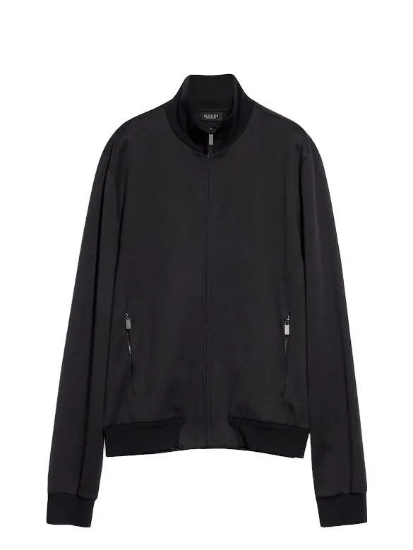 Gucci Silk Cotton Jersey Zip Jacket - Black